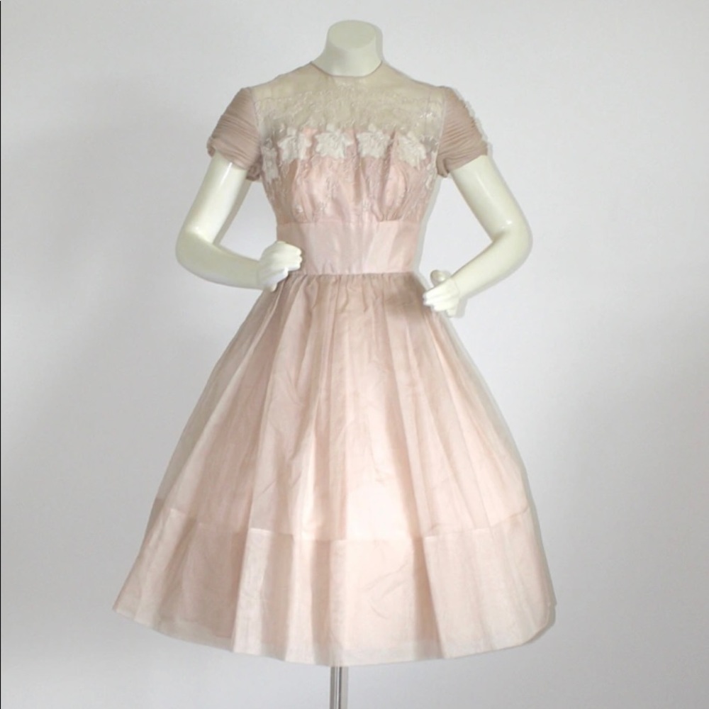 1950s Sheer Chiffon Vintage Dress - Gem